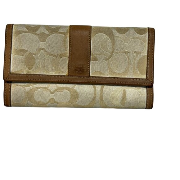 Coach | Bags | Coach Vintage Signature Canvas Leather Wallet | Poshmark